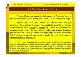 GEO PSC1 - A Conquista e a Ocupação da Amazônia | PDF