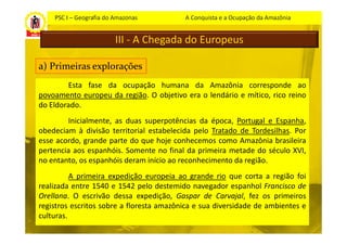 GEO PSC1 - A Conquista e a Ocupação da Amazônia | PDF