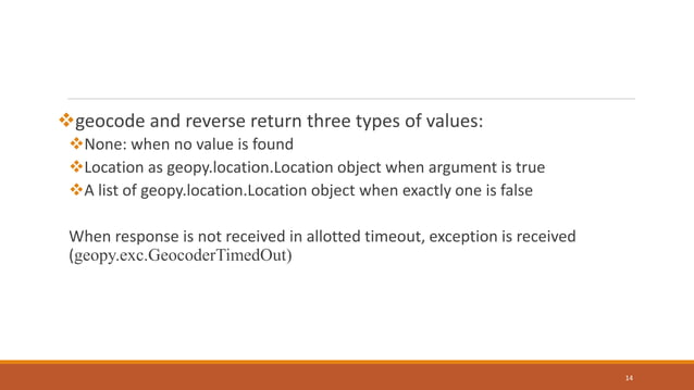 Geopy module in python | PPTX | Web Development | Internet