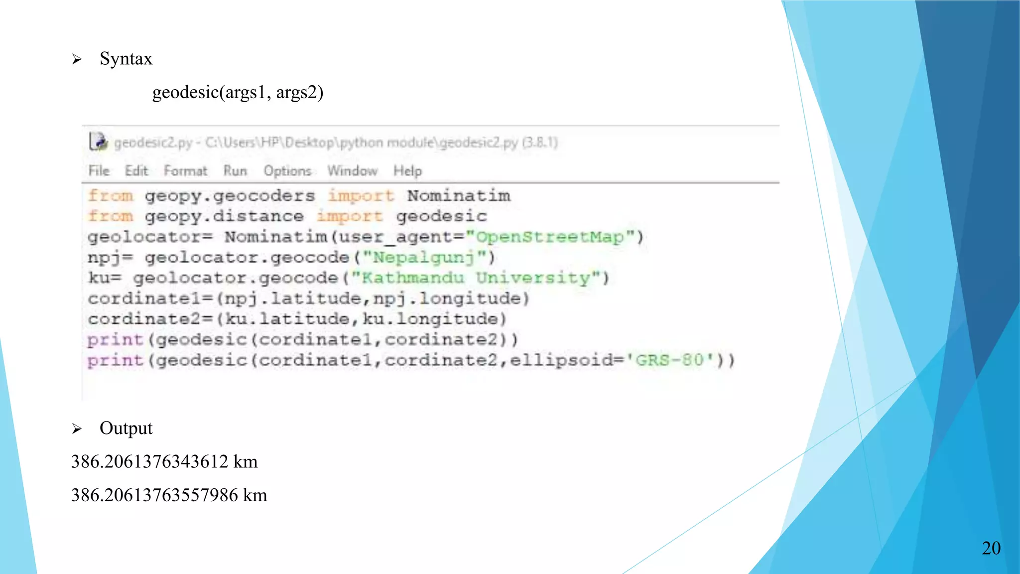 Geopy Module in Python | PPT