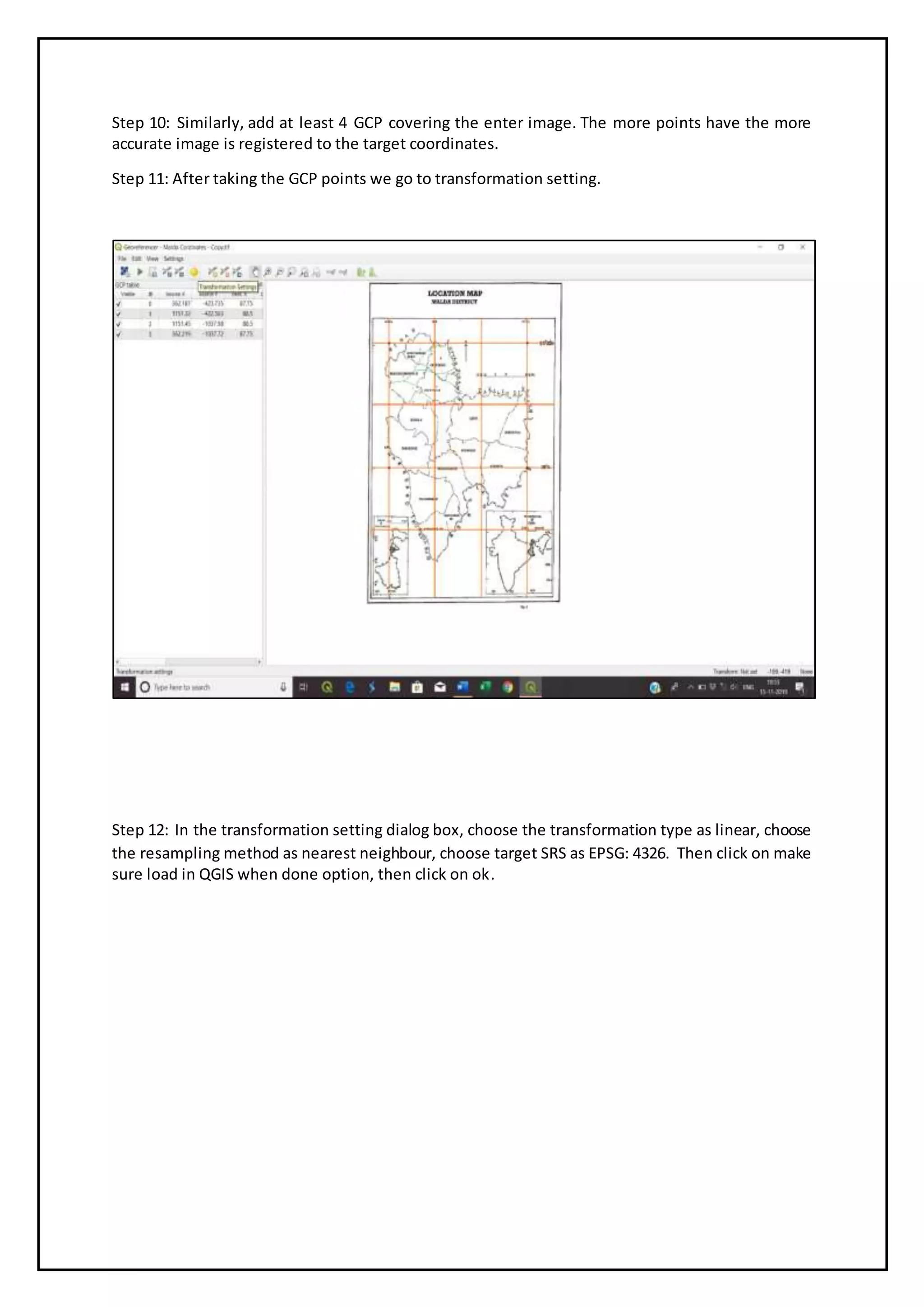 PROCESS OF GEOREFERENCING IN QGIS | DOCX