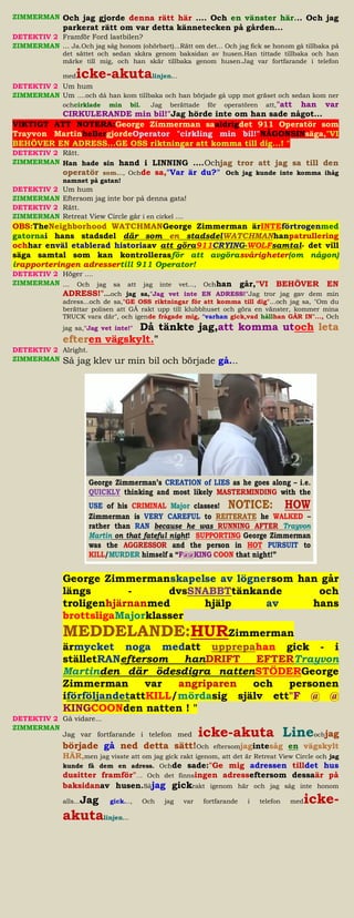 George zimmerman's re enactment (swedish) | PDF