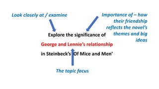 George and Lennie's relationship - 'Of Mice & Men' | PPTX