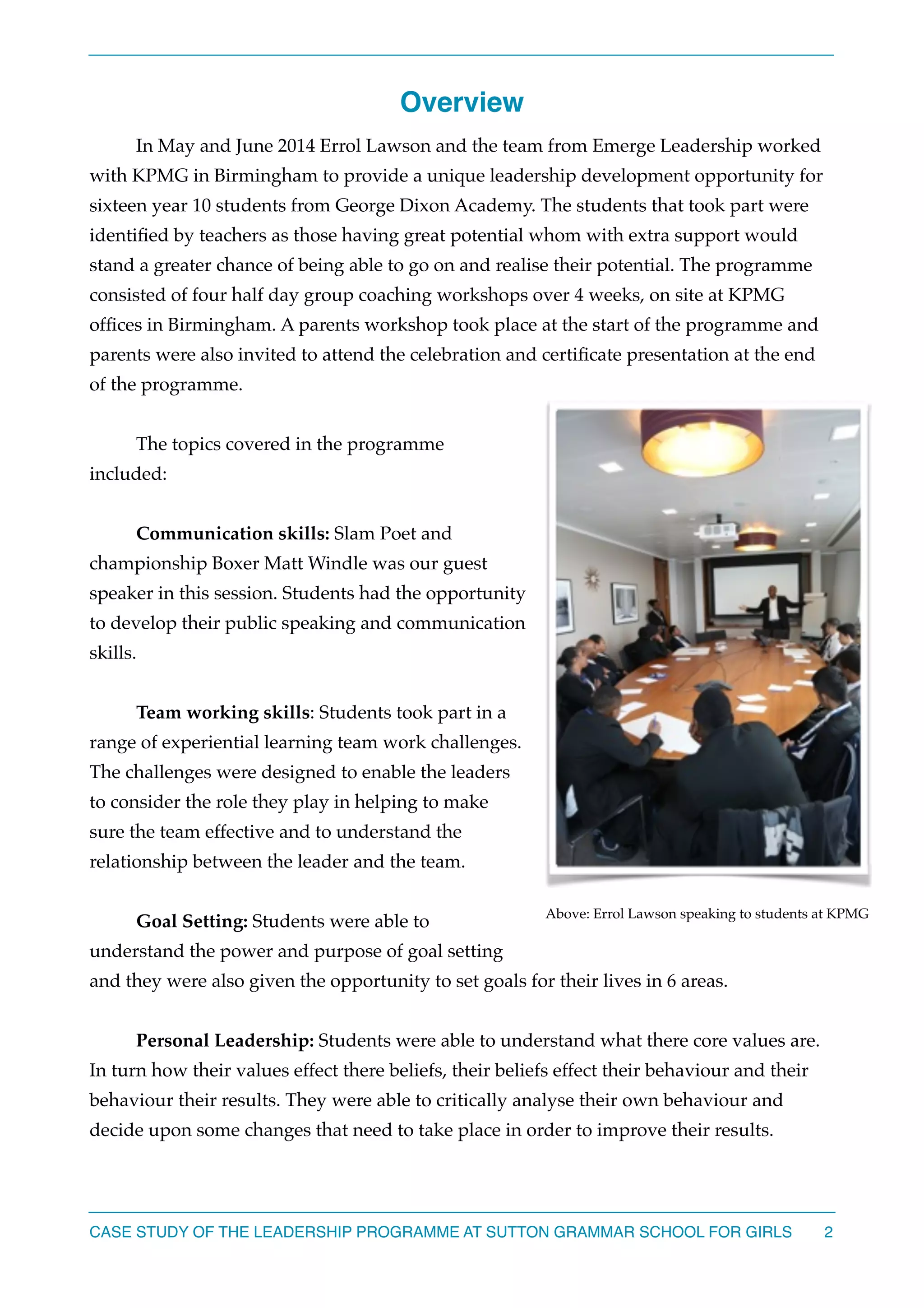 Emerge Leadership client case study: George Dixon Academy June 2014 | PDF | Professional School ...