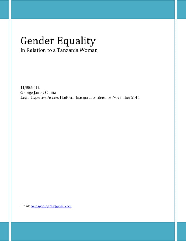 George James Ouma on Gender Equality. | PDF | Debated Sensitive Social Issues | Sensitive Topics