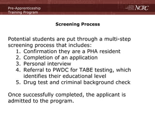 George Johnson - PHA pre app program | PPT