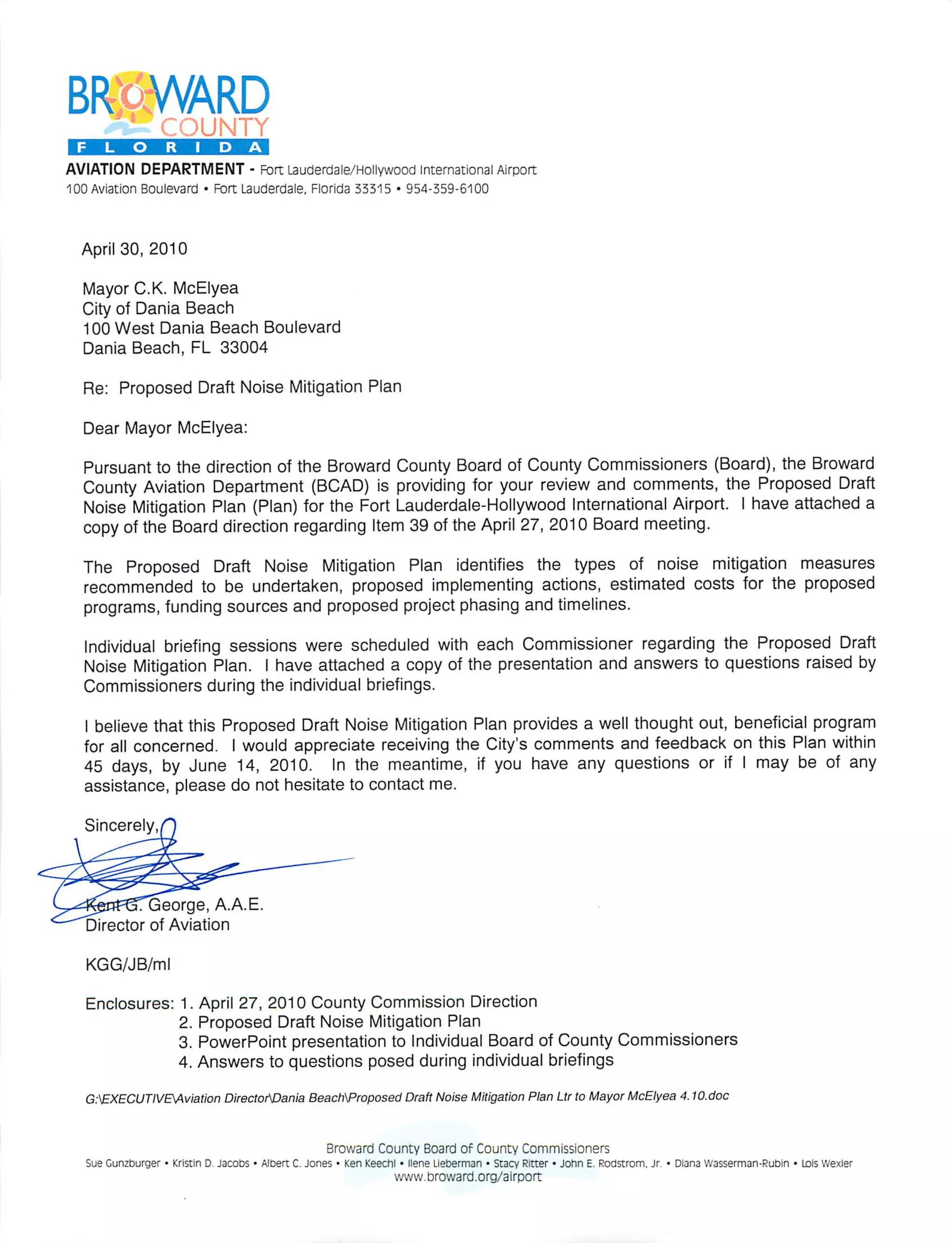 George k letter to mayor mc elyea 4 28 10 | PDF