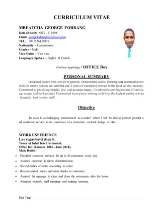 George office boy resume | PDF