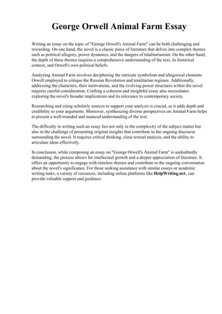 George Orwell Animal Farm Essay.pdf
