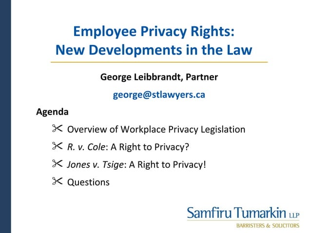 Employee Privacy Rights: New Developments in the Law | PPT