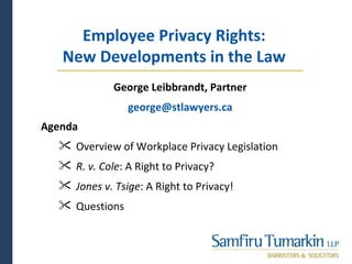 Employee Privacy Rights: New Developments in the Law | PPT