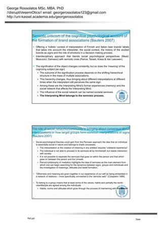 George rossolatos seminar on branding, brand equity, brand semiotic ...