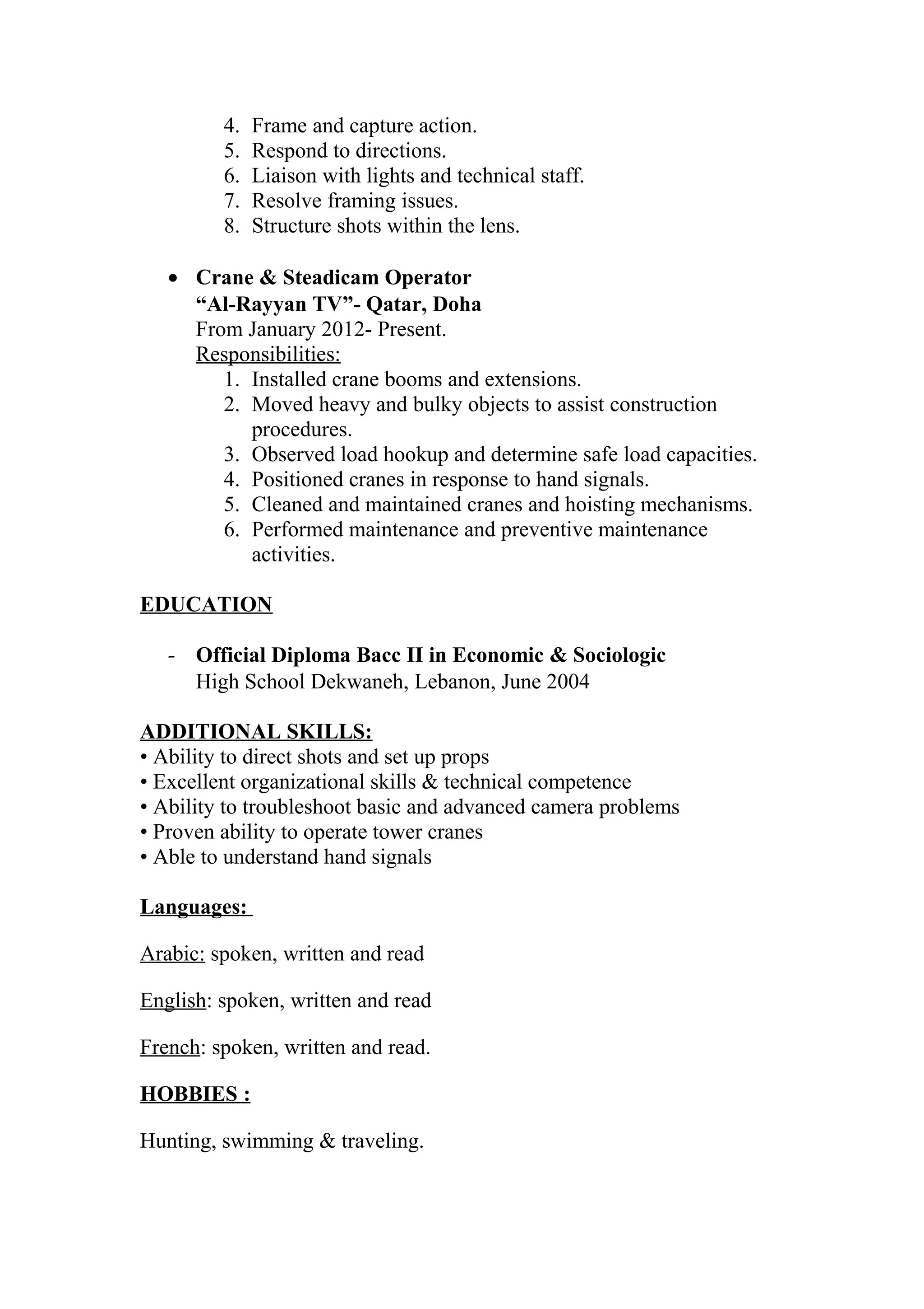 Georges El Hajj resume | DOC