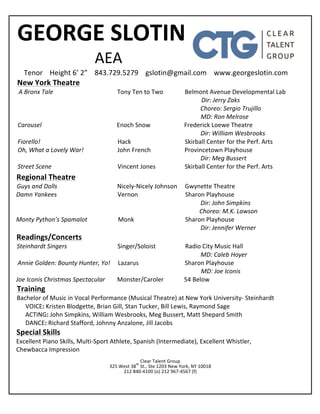 George slotin Acting Resume | PDF