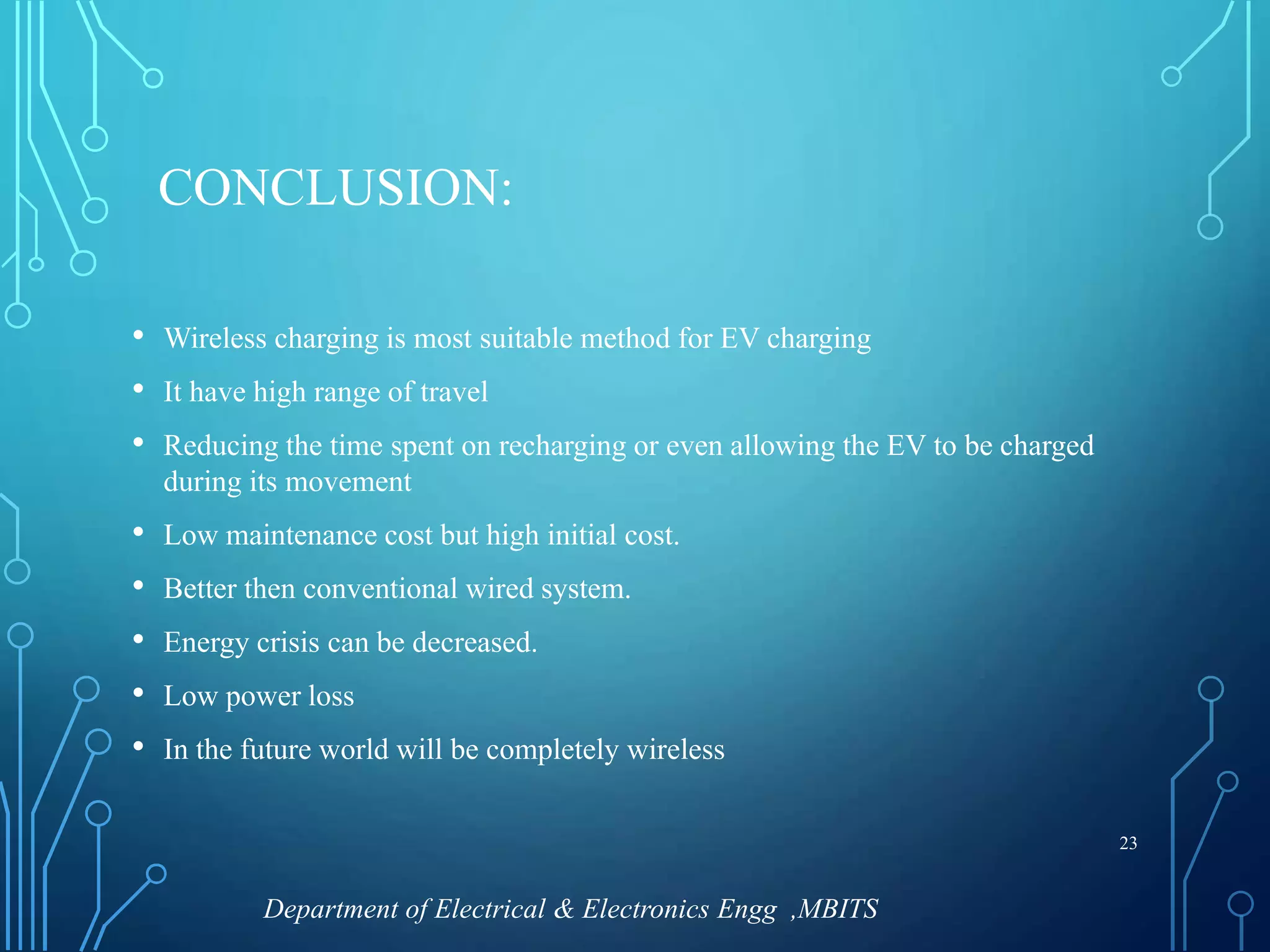 Wireless charging of Electric Vehicles (IEEE Paper 2017) | PPTX