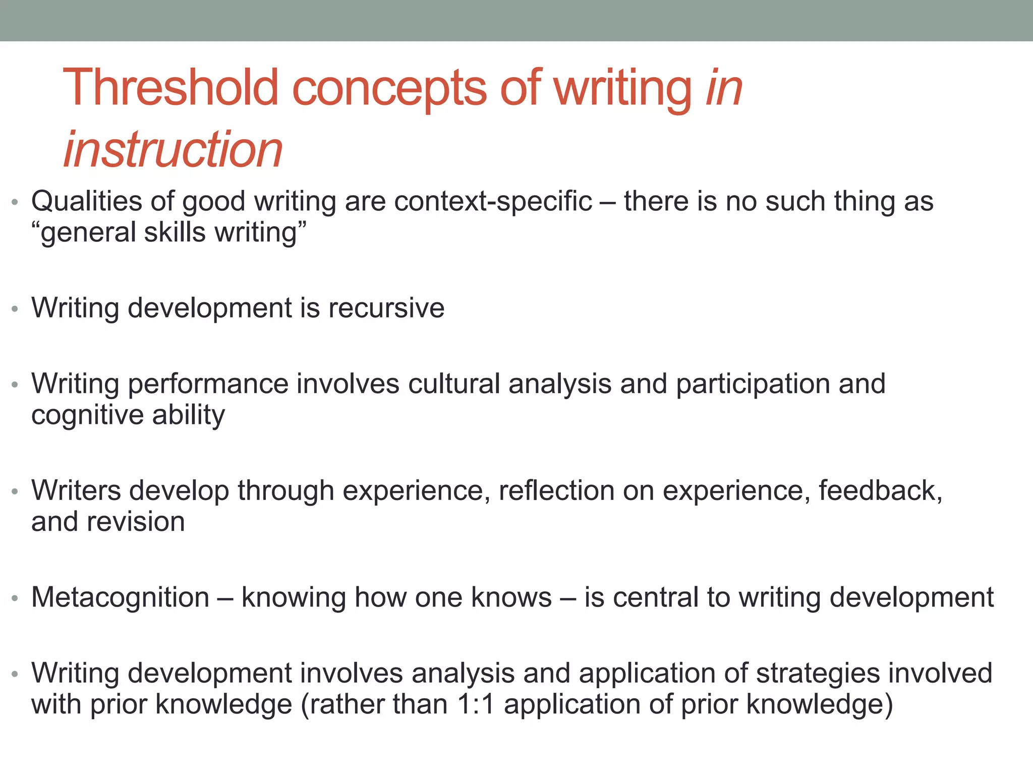 Linda Adler-Kassner: Threshold Concepts Presentation | PPT