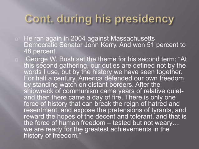 George w. bush powerpoint | PPTX | Celebrity Families | Pop Culture