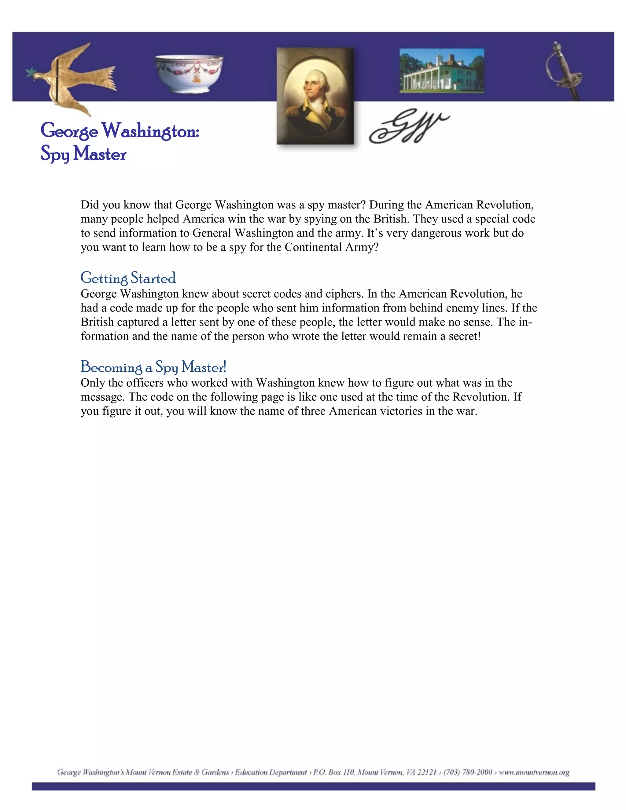 George Washington Spymaster | PDF