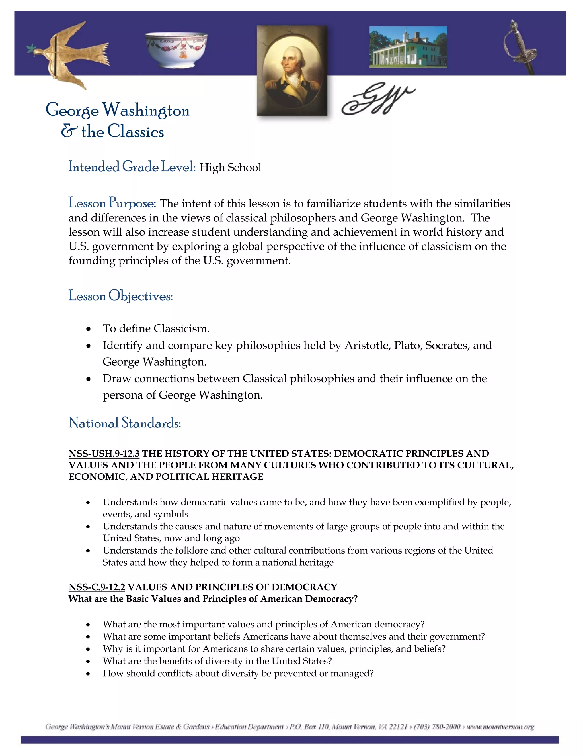 George Washington And The Classics | PDF
