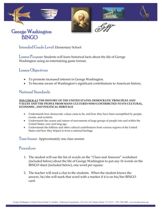 George Washington Bingo | PDF