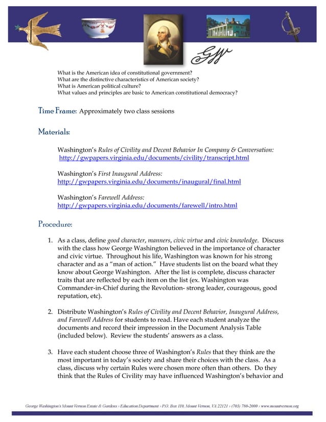 George Washington & Civic Virtue | PDF | Civic affairs | Politics