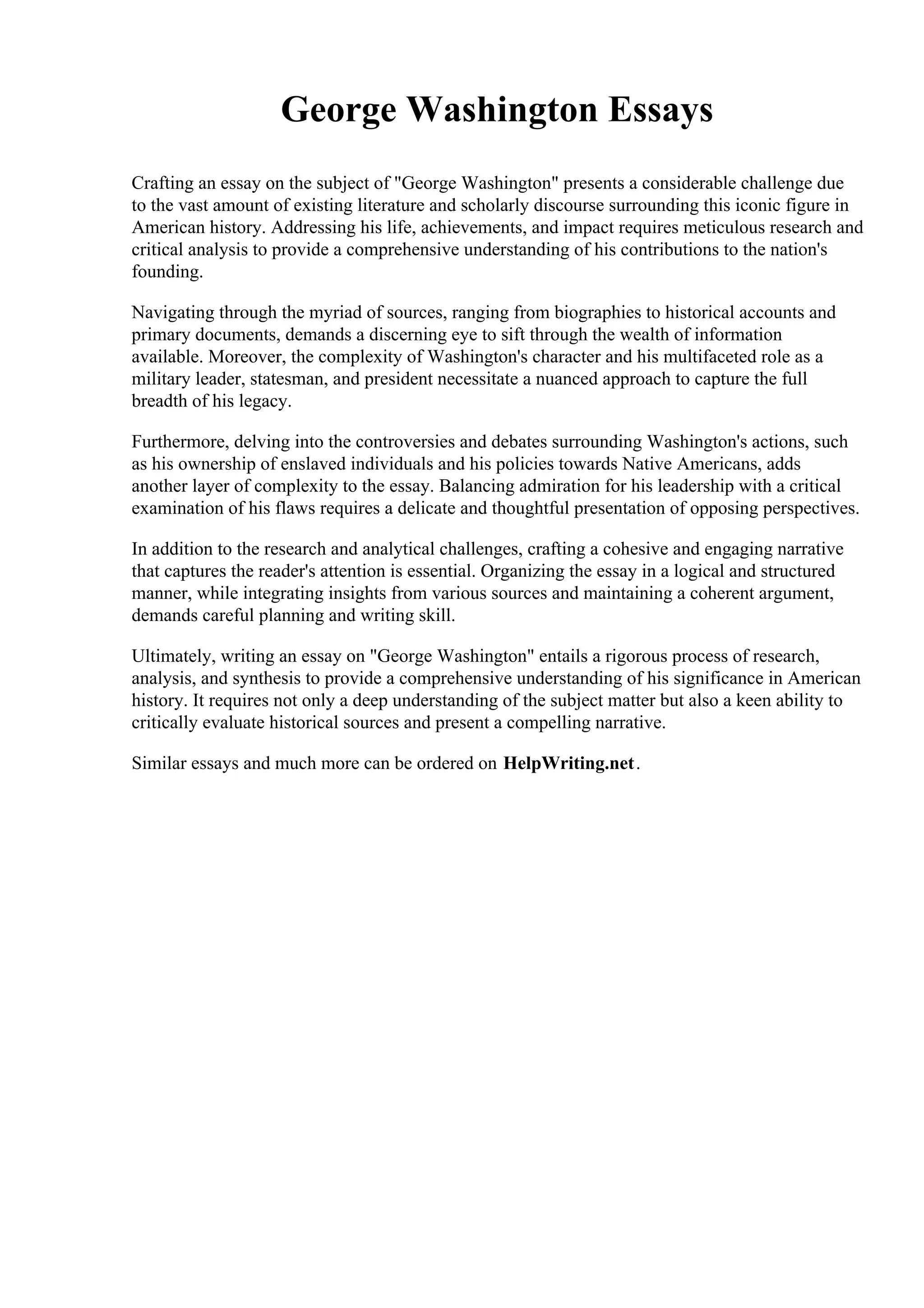 George Washington Essays | PDF