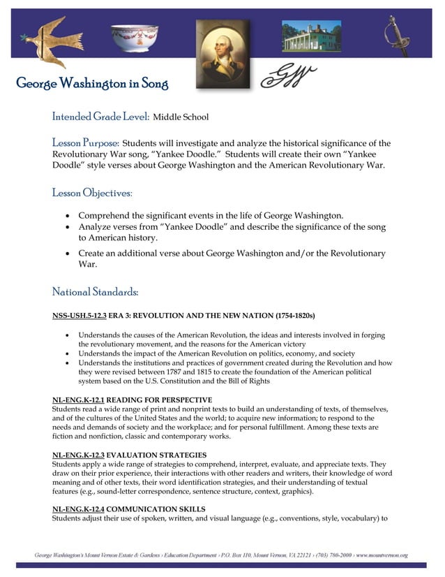 George Washington In Song | PDF