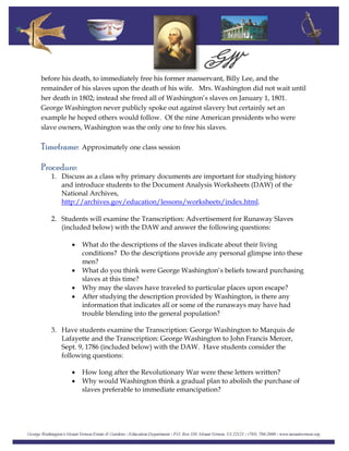 George Washington Stood Here – On The Issue Of Slavery | PDF