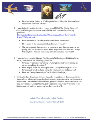 George Washington Stood Here – On The Issue Of Slavery | PDF