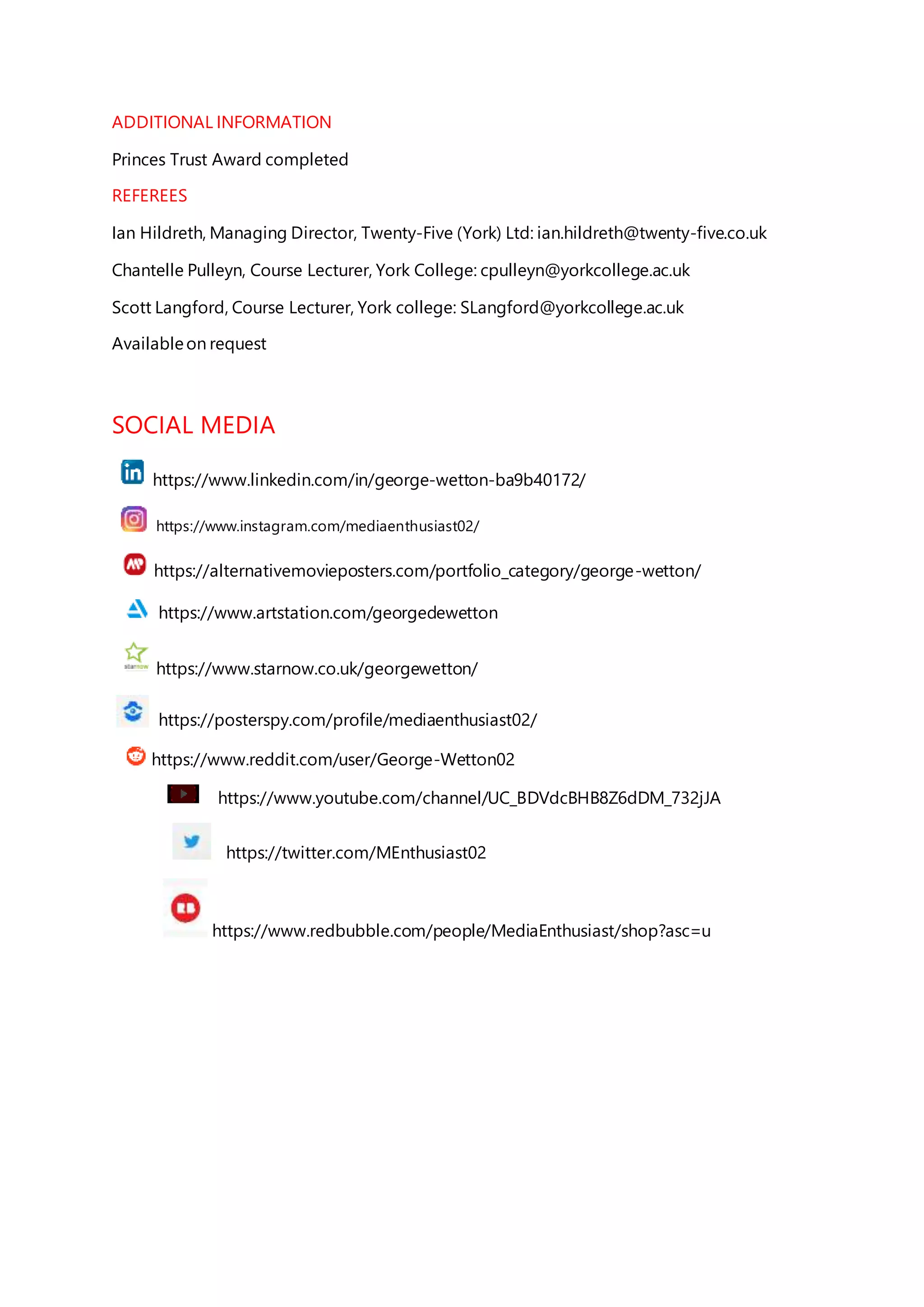 George Wetton Curriculum Vitae | DOCX