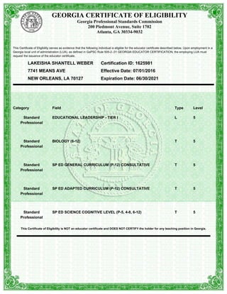Georgiafinalcertofeligibilty | PDF