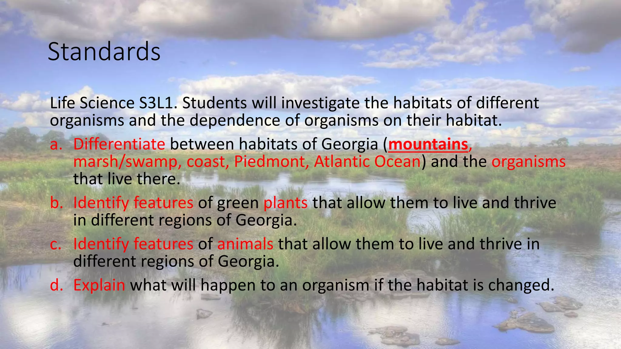 Georgia habitats Swamps Marsh | PPTX