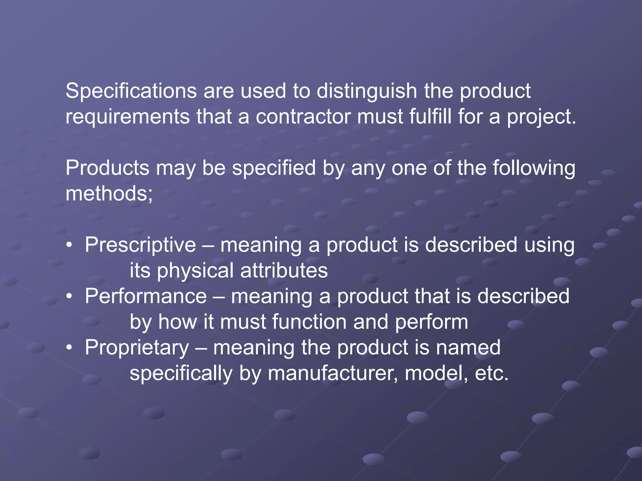Project Specifications and Building Code | PPTX
