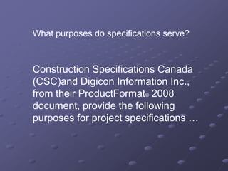 Project Specifications and Building Code | PPTX