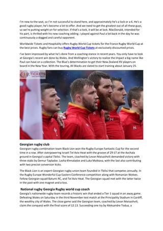 Georgia Rugby Team for Rugby World Cup.pdf | Rugby League | Rugby