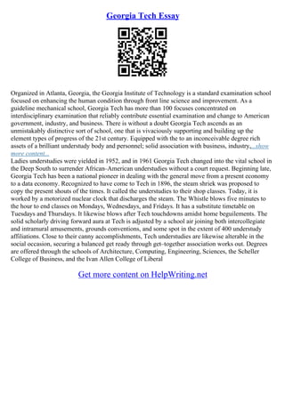 Georgia Tech Essay | PDF