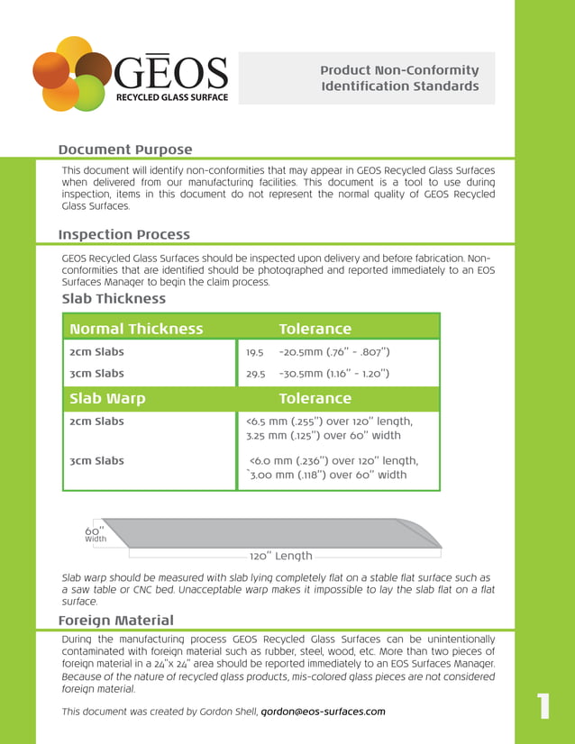 Geos Product Non-Conformity Identification Standards | PDF