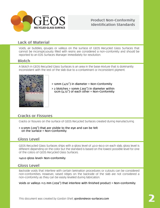 Geos Product Non-Conformity Identification Standards | PDF