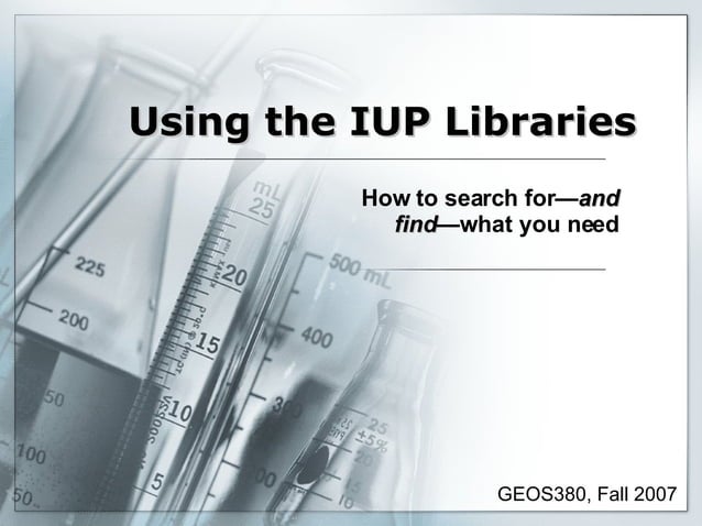 Geology 380 Library Instruction | PPT