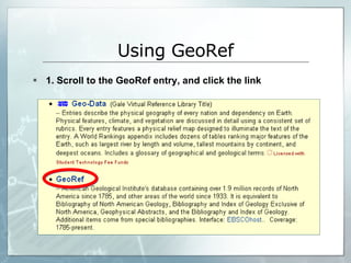 Geology 380 Library Instruction | PPT