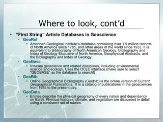 Geology 380 Library Instruction | PPT