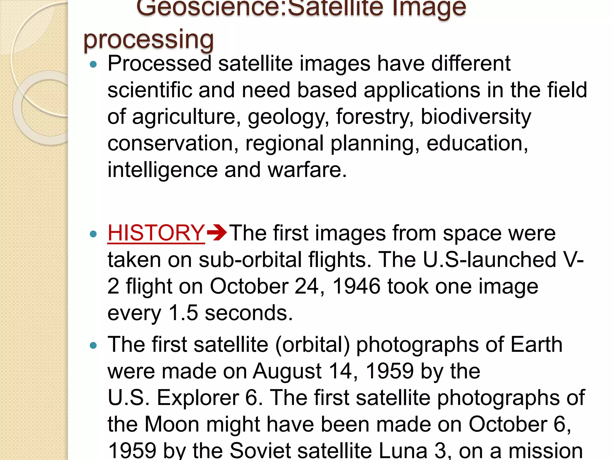 Geoscience satellite image processing | PPTX