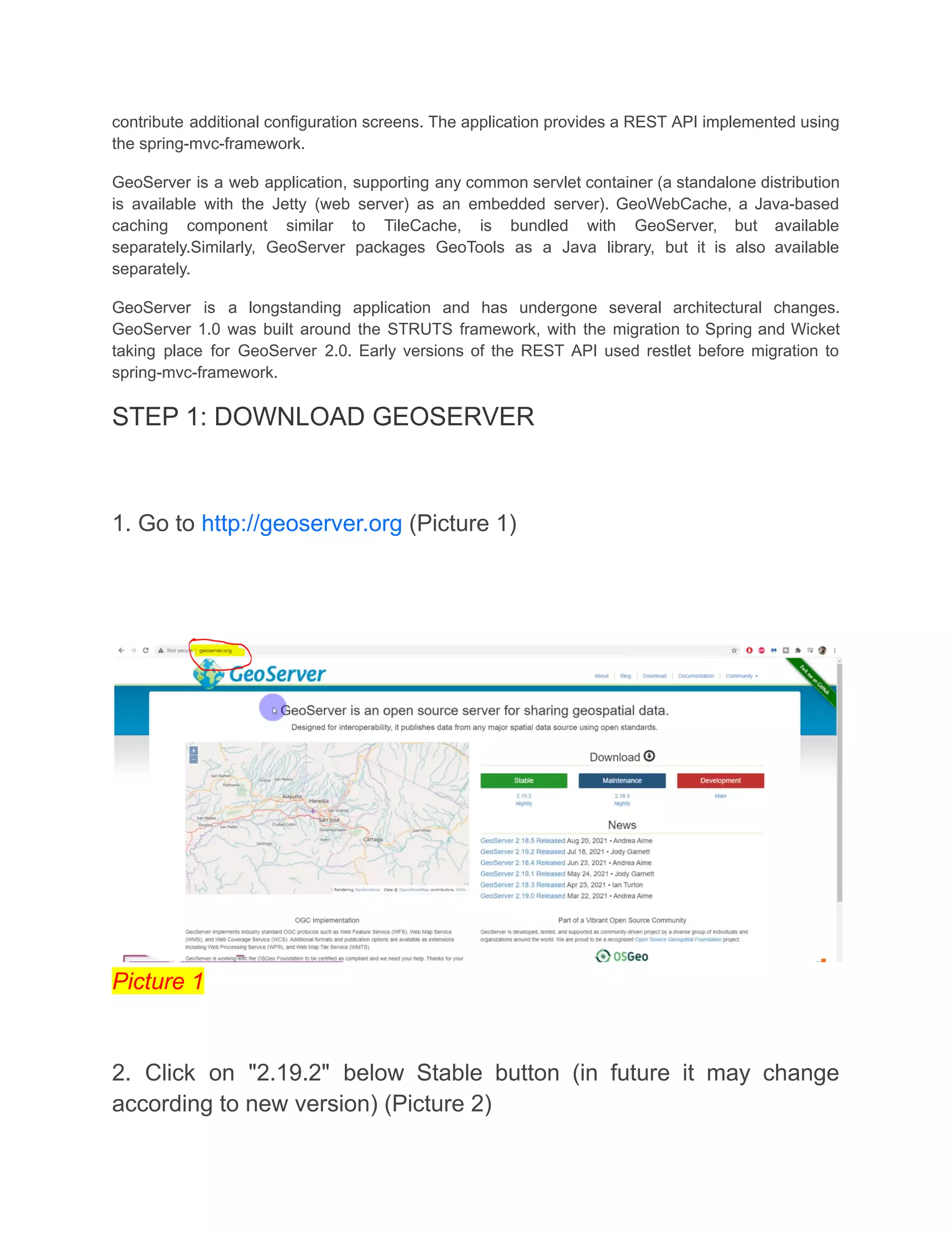 GEOSERVER - DOWNLOAD AND INSTALLATION STEP BY STEP TUTORIAL | PDF