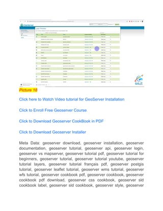 GEOSERVER - DOWNLOAD AND INSTALLATION STEP BY STEP TUTORIAL | PDF