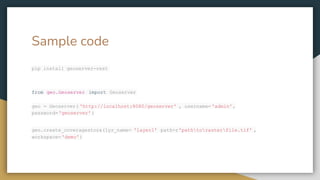 Geoserver rest: Python package for managing spatial data | PDF