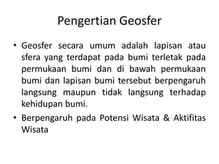 Geosfer sebagai sumberdaya wisata | PPTX