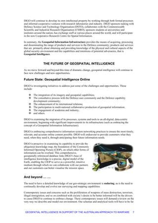 Geospatial Intelligence in Support of the Australian Approach to ...