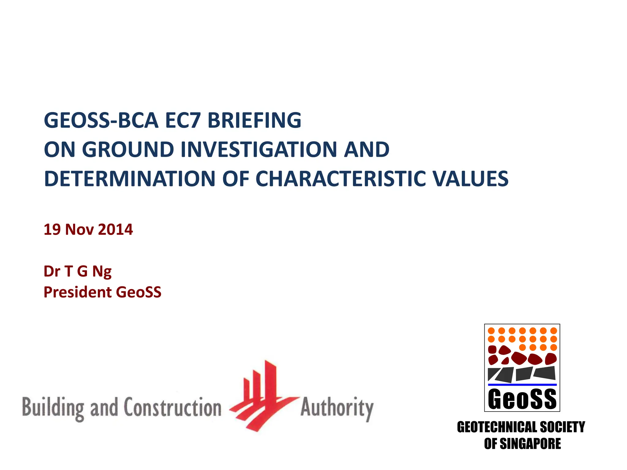 GeoSS-BCA-EC7-Briefing on ground investigation | PDF