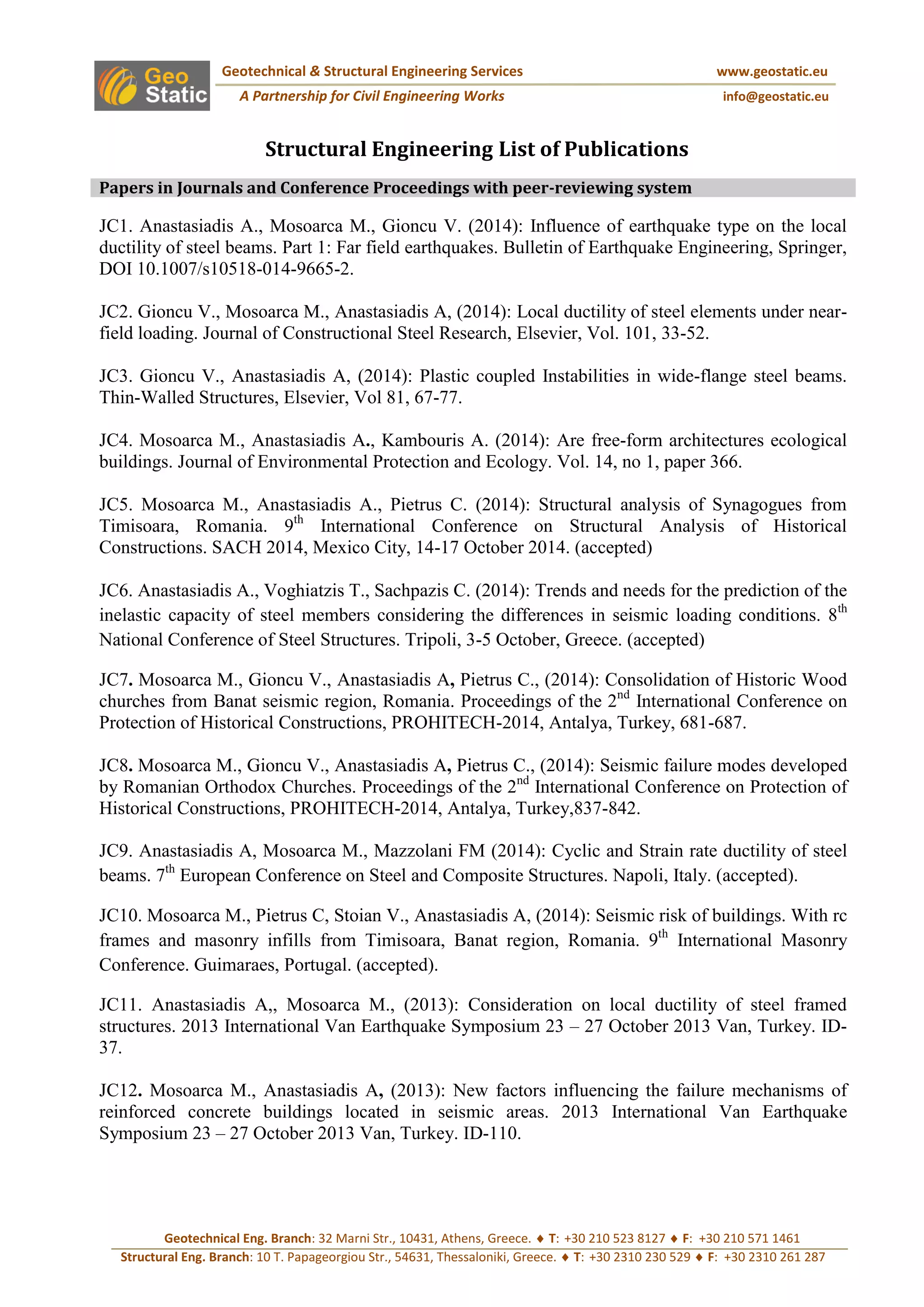 Geo static list of structural eng contributions_ | PDF