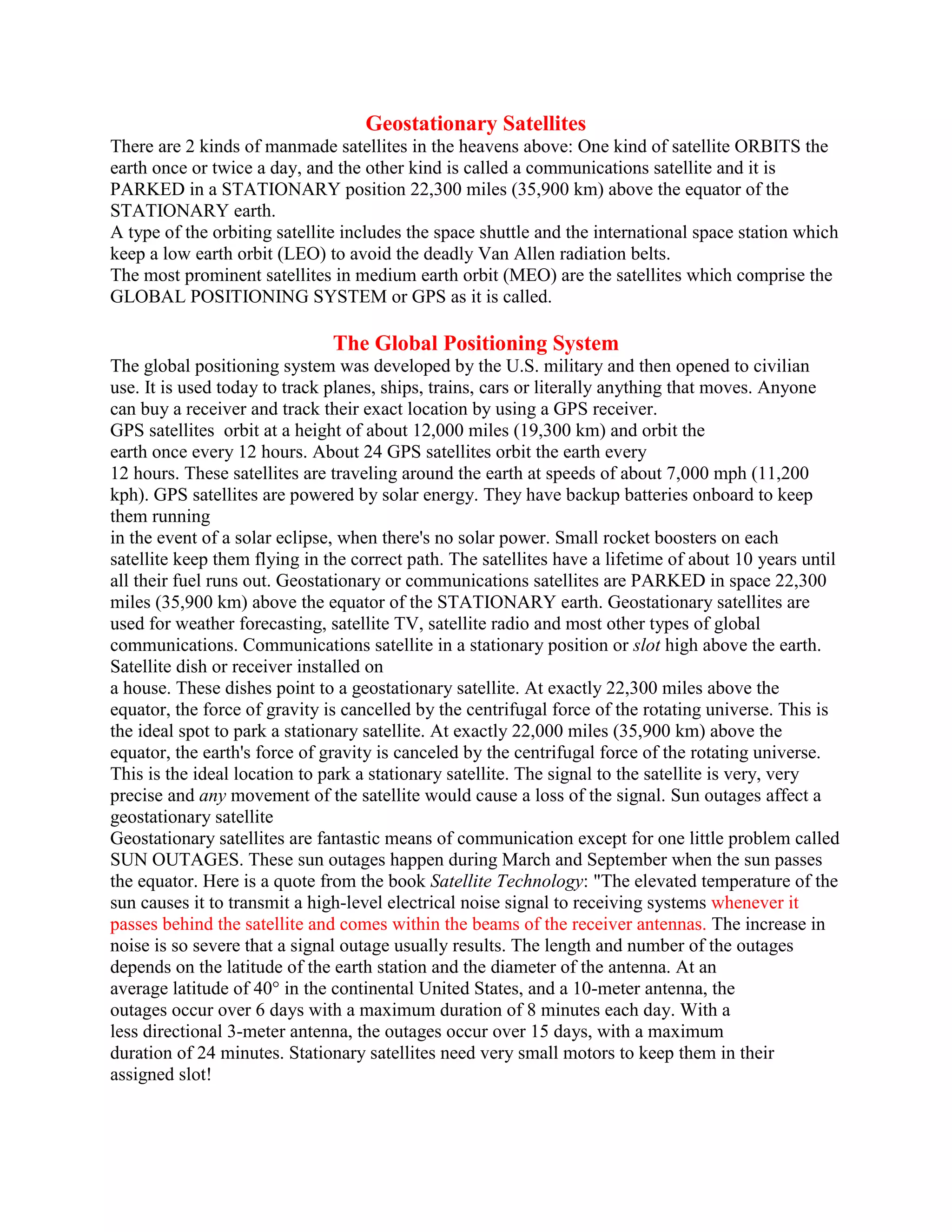 Geostationary satellites | PDF